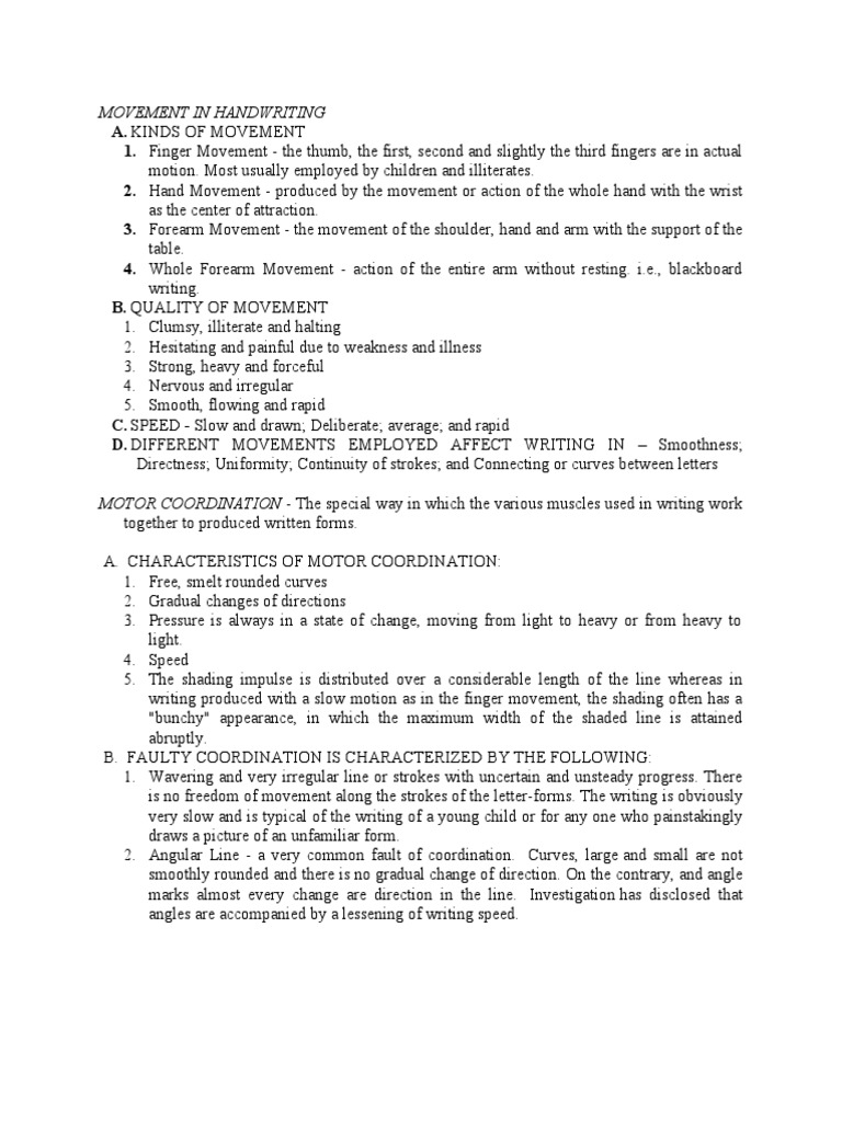 Movement in Handwriting | PDF