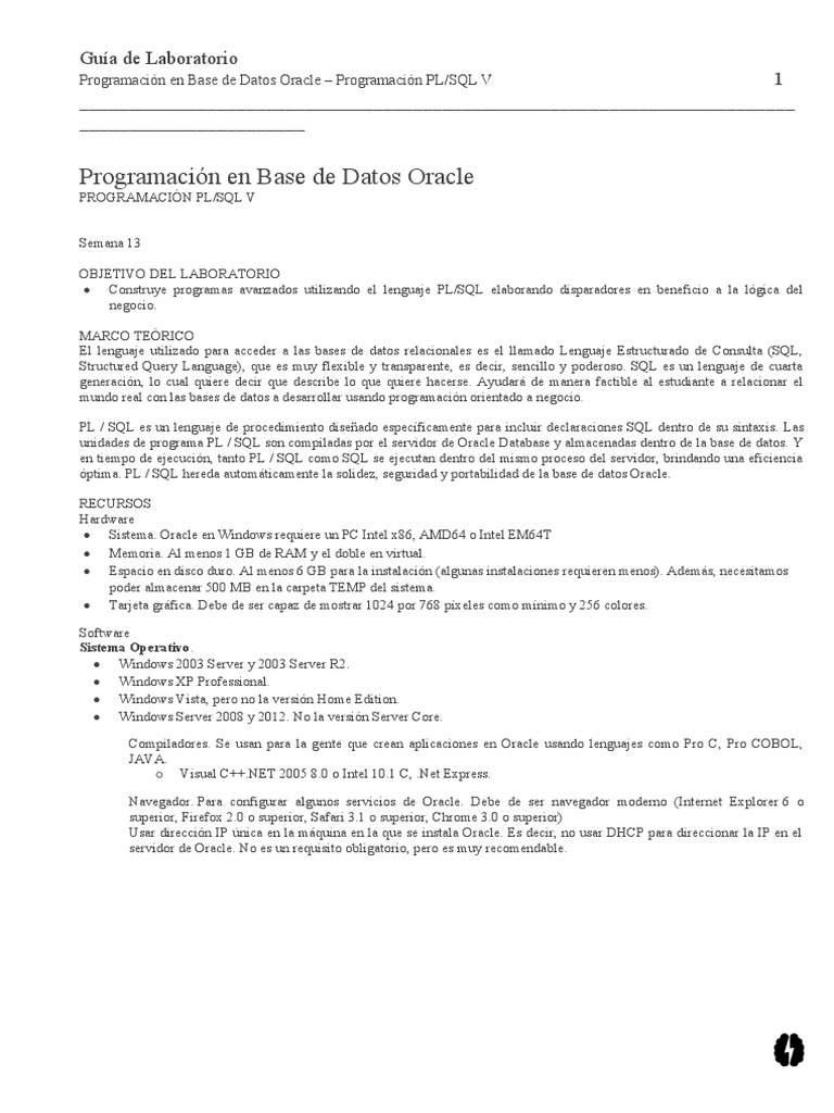 S13 - Programación PL - SQL - 5 | PDF | Pl / Sql | SQL
