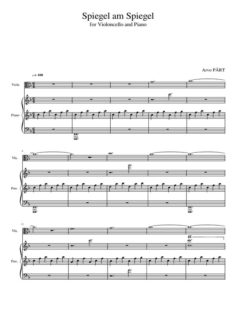 Spiegel Im Spiegel For Viola Arvo Part PDF | PDF