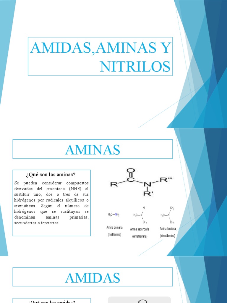 Aminas, Amidas y Nitrilos | PDF | Amida | Compuestos orgánicos
