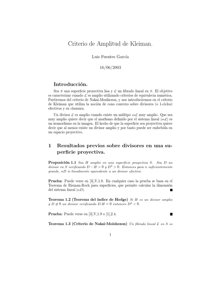 Criterio de Amplitud de Kleiman | PDF | Base (álgebra lineal) | Conjunto convexo