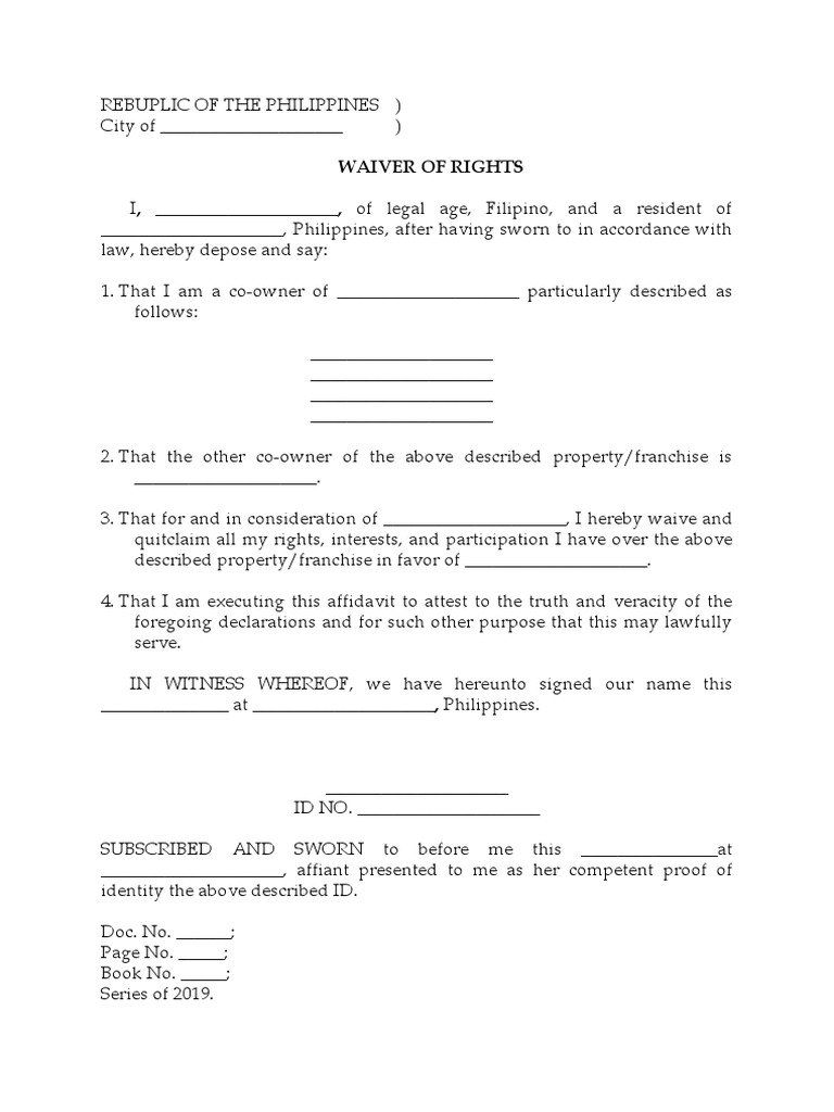 Waiver of Right | PDF