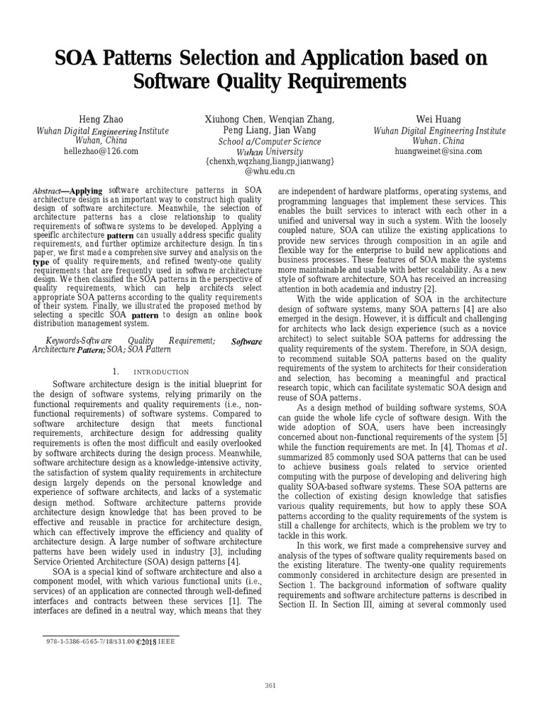 SOA Patterns Selection and Application Based On Software Quality Requirements | PDF | Service ...