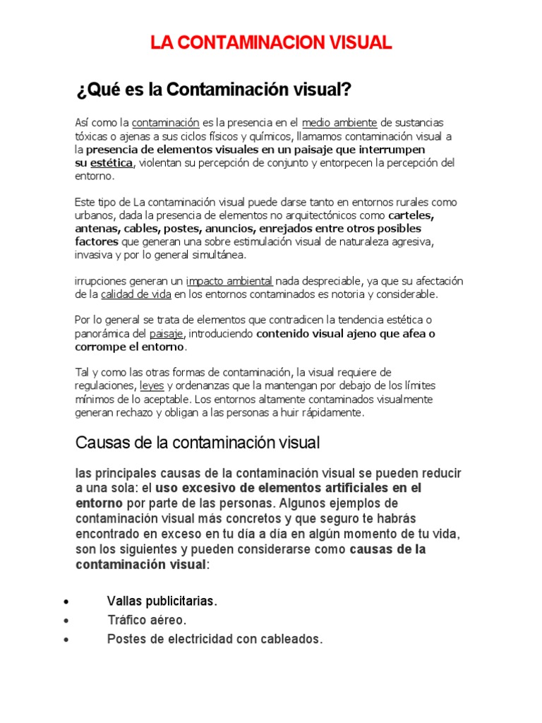 La Contaminacion Visual Word | PDF | Contaminación | Science