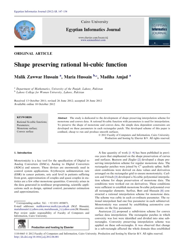 Shape Preserving Rational Bi Cubic Function | PDF | Interpolation | Function (Mathematics)