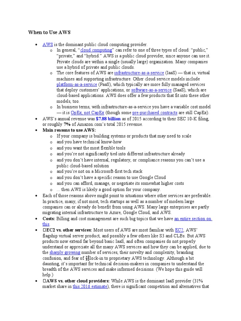 When To Use AWS | PDF | Cloud Computing | Command Line Interface