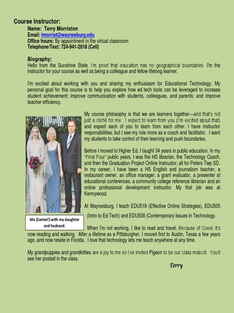 Instructor Biography Sheet | PDF | Educational Technology | Applied ...