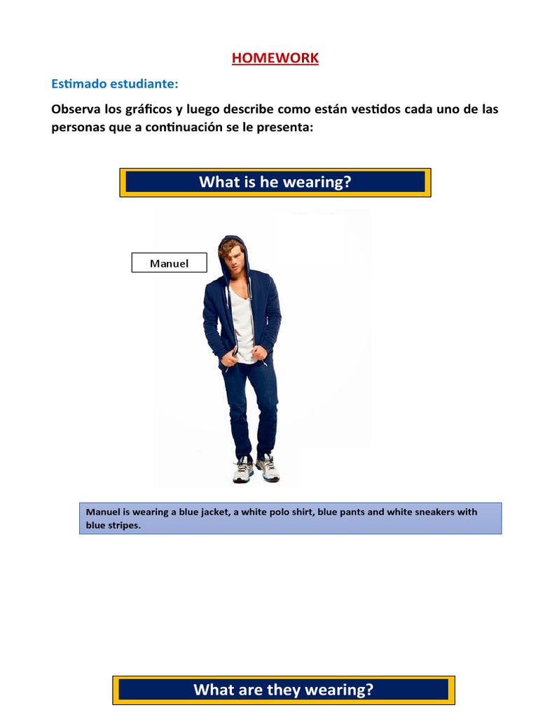 What Is He Wearing?: Homework | PDF | Clothing | Fashion