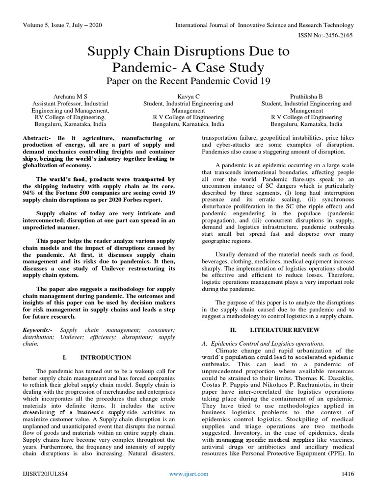 COVID-19 Supply Chain Disruption Study | PDF | Supply Chain | Logistics