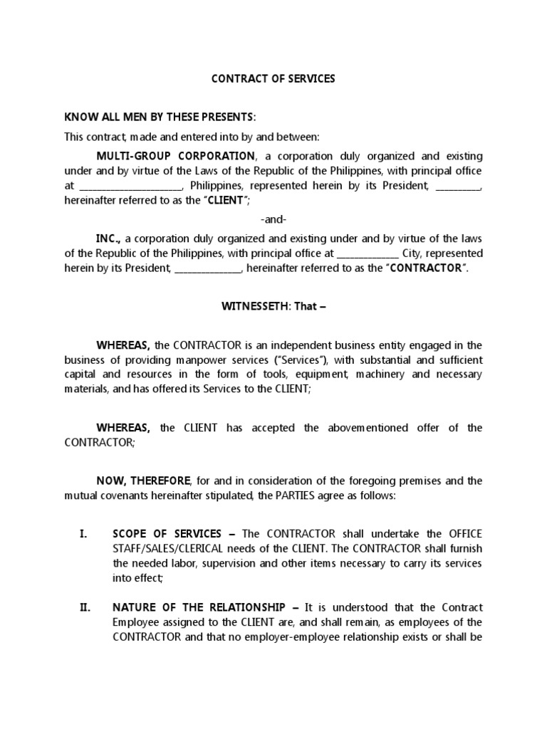 Service Contract | PDF | Independent Contractor | Breach Of Contract