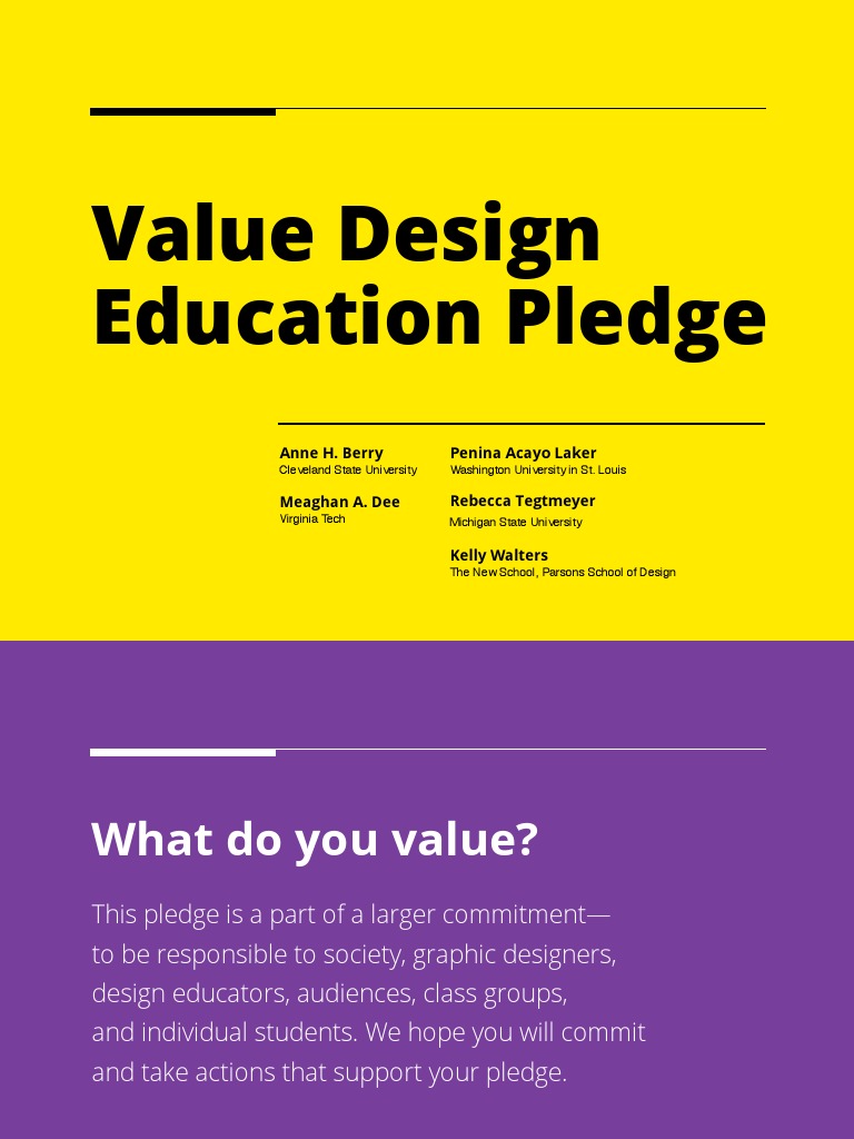 Value Design Education Pledge PDF | PDF | Psychological Concepts ...