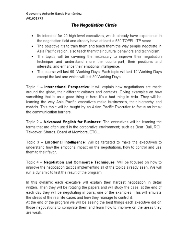 The Negotiation Circle | PDF | Negotiation | Action (Philosophy)