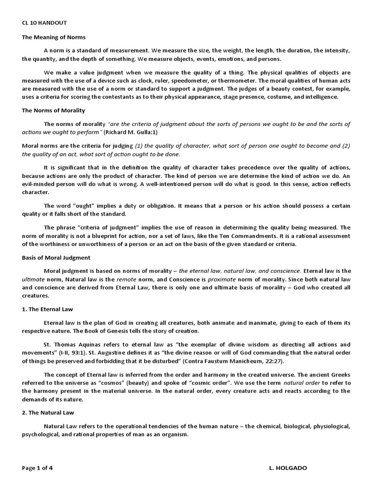 Norms of Morality | PDF | Conscience | Natural Law