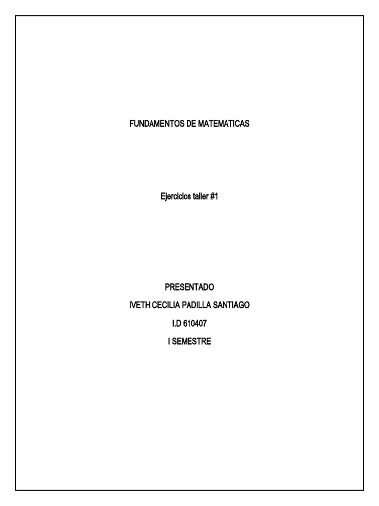 Fundamentos de Matematicas Ejercicios | PDF