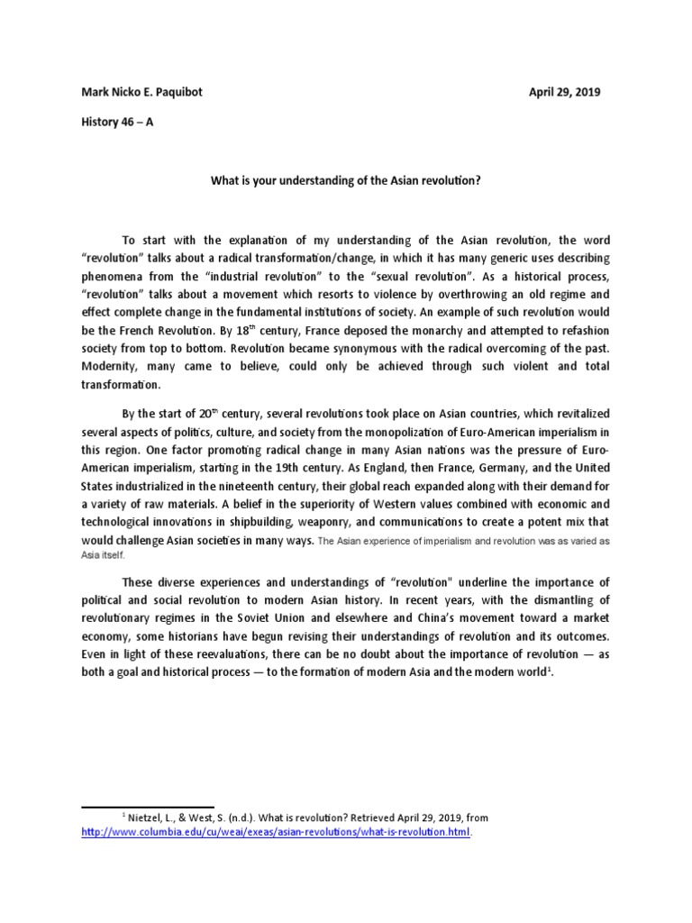 What Is Your Understanding of The Asian Revolution | PDF | Revolutions ...