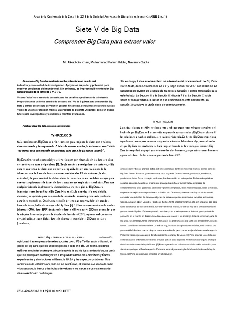 7v-Bigdata en Es | PDF | Big Data | Inteligencia artificial