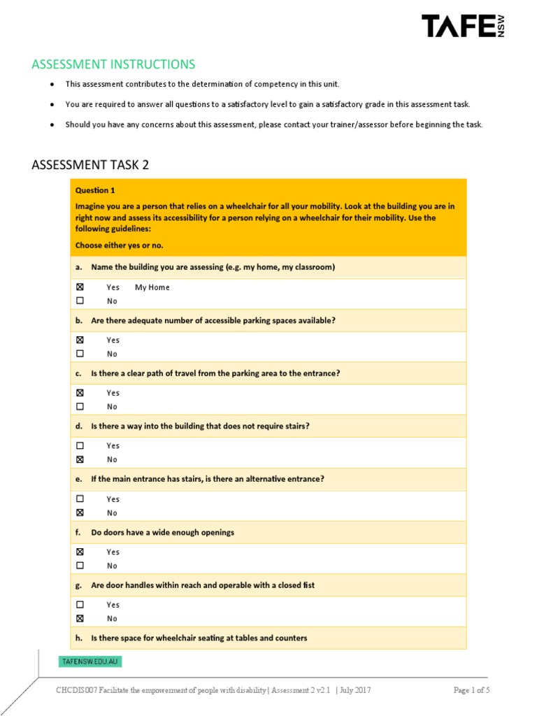 CHCDIS007 Disability Assessment Guide | PDF | Empowerment | Disability