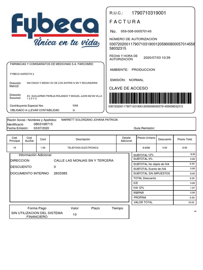 Factura Recarga1 | Descargar gratis PDF | Documentos empresariales | Contabilidad