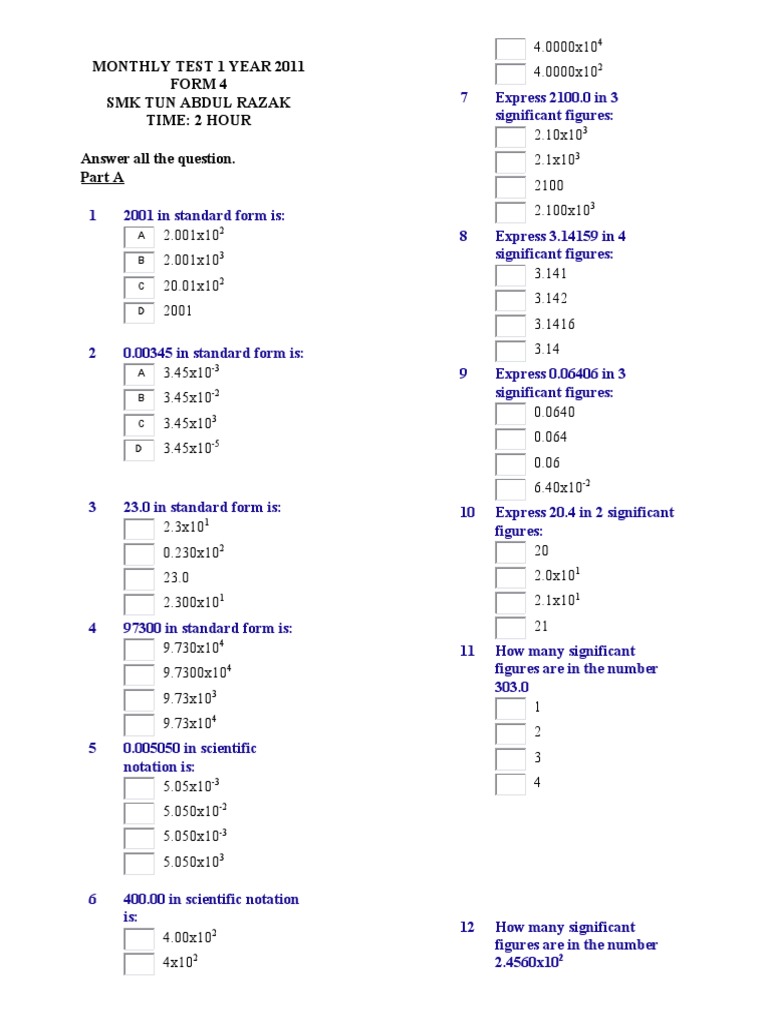 Standard Form Exam Questions | PDF | Astronomical Unit | Astronomy