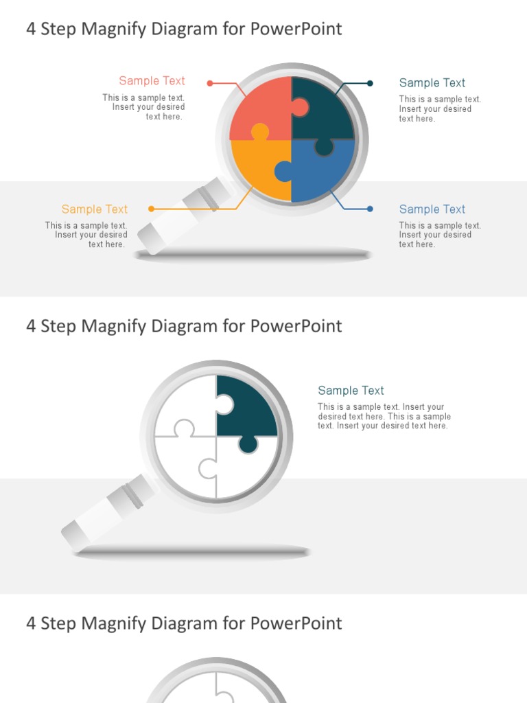 4 Step Magnify Diagram For Powerpoint: Sample Text | PDF