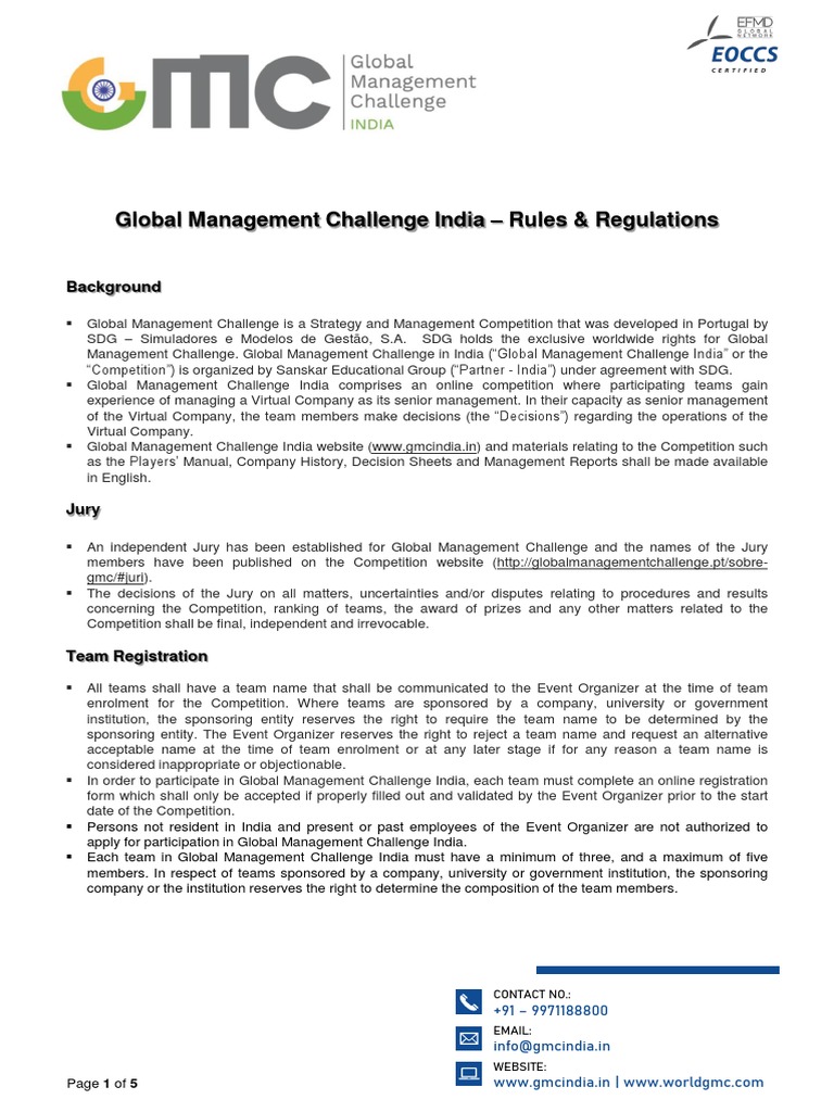 GMC Rules & Regulations | PDF | Competition | Internet