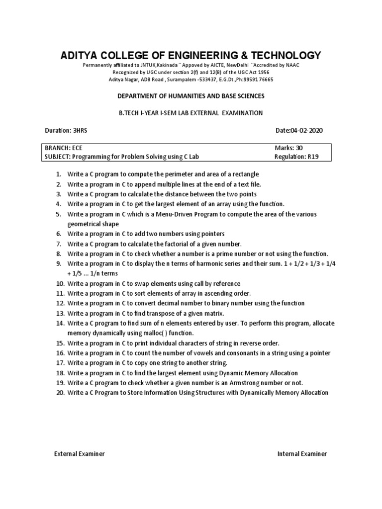 B.tech Lab External QP-PPSC ECE | PDF | String (Computer Science ...