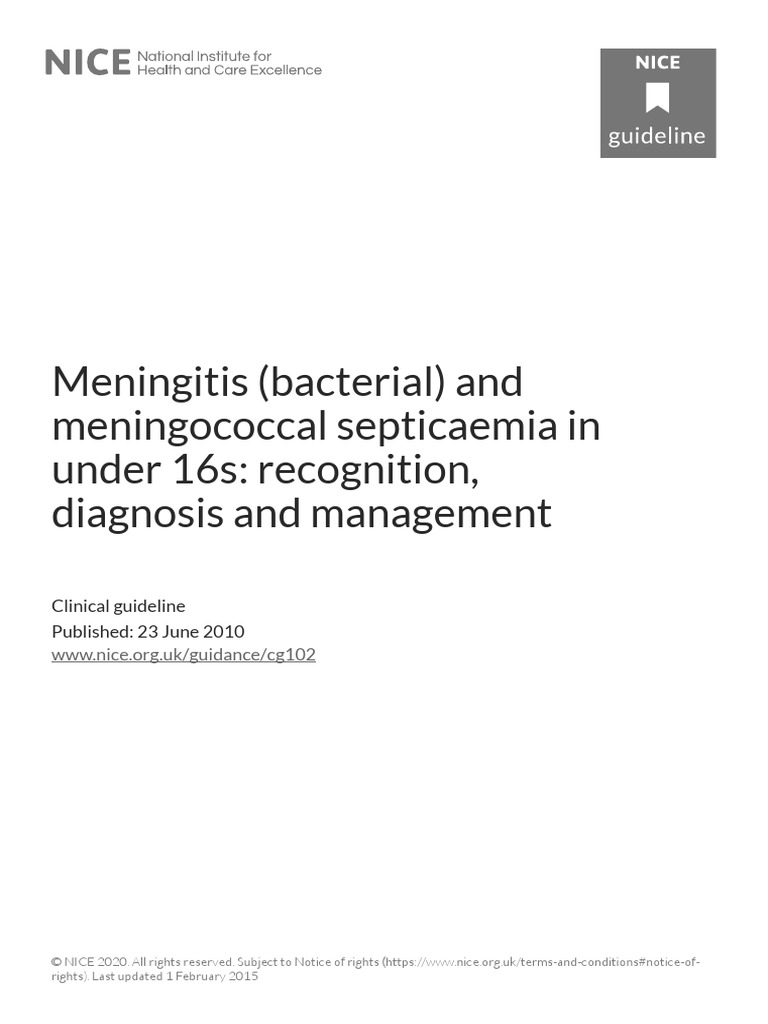 NICE Guideline Meningitis-Bacterial-And-Meningococcal-Septicaemia-In ...