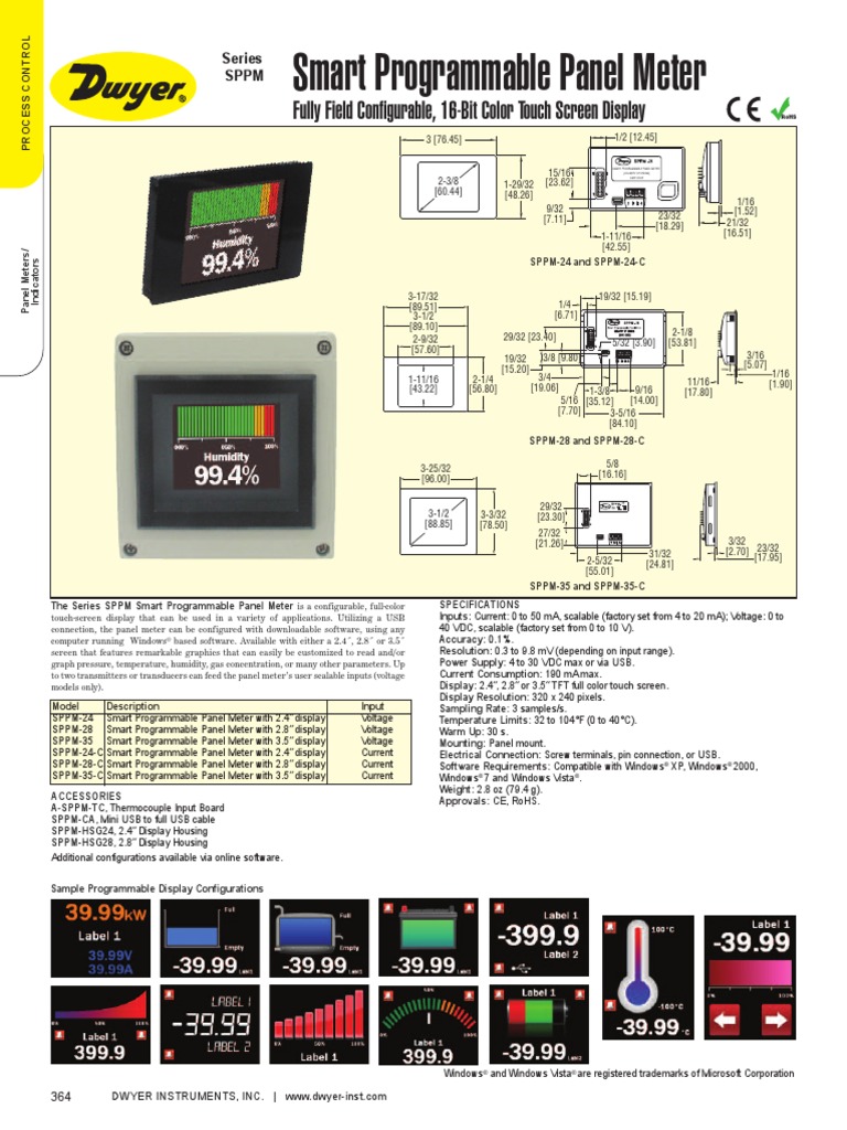 Smart Programmable Panel Meter: Fully Field Configurable, 16-Bit Color Touch Screen Display ...