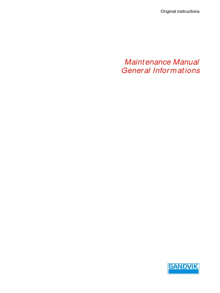 Maintenance Manual General Informations: Original Instructions | PDF ...