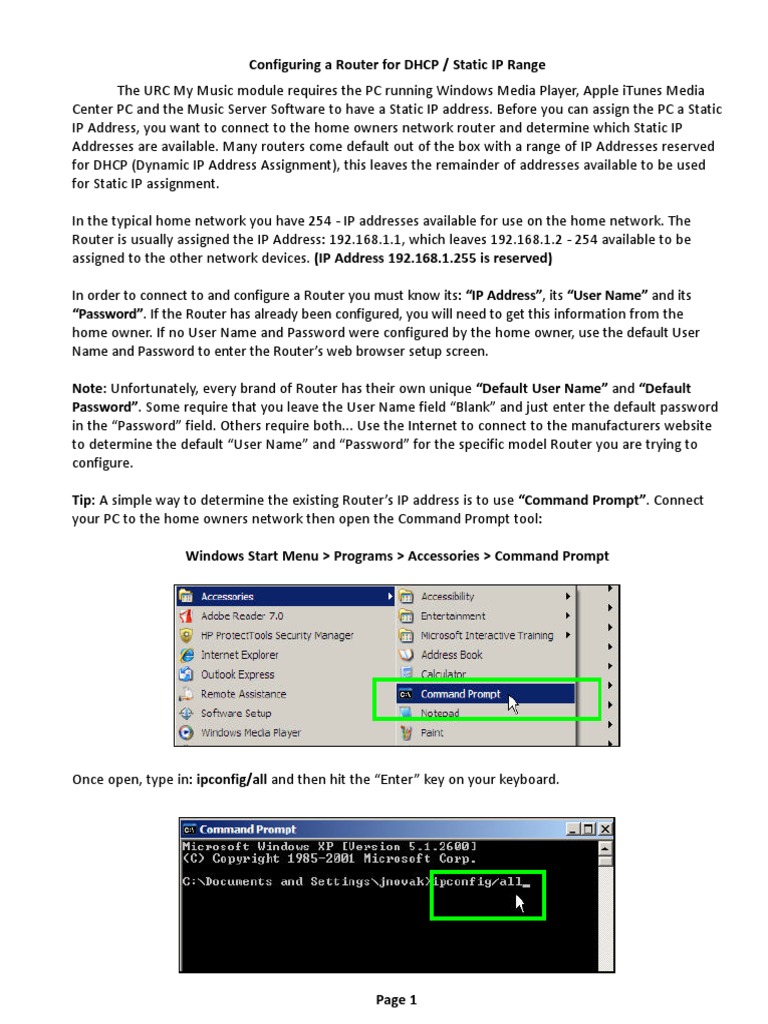Static IP - Assigning An Address Range To A Router PDF | PDF | Ip ...