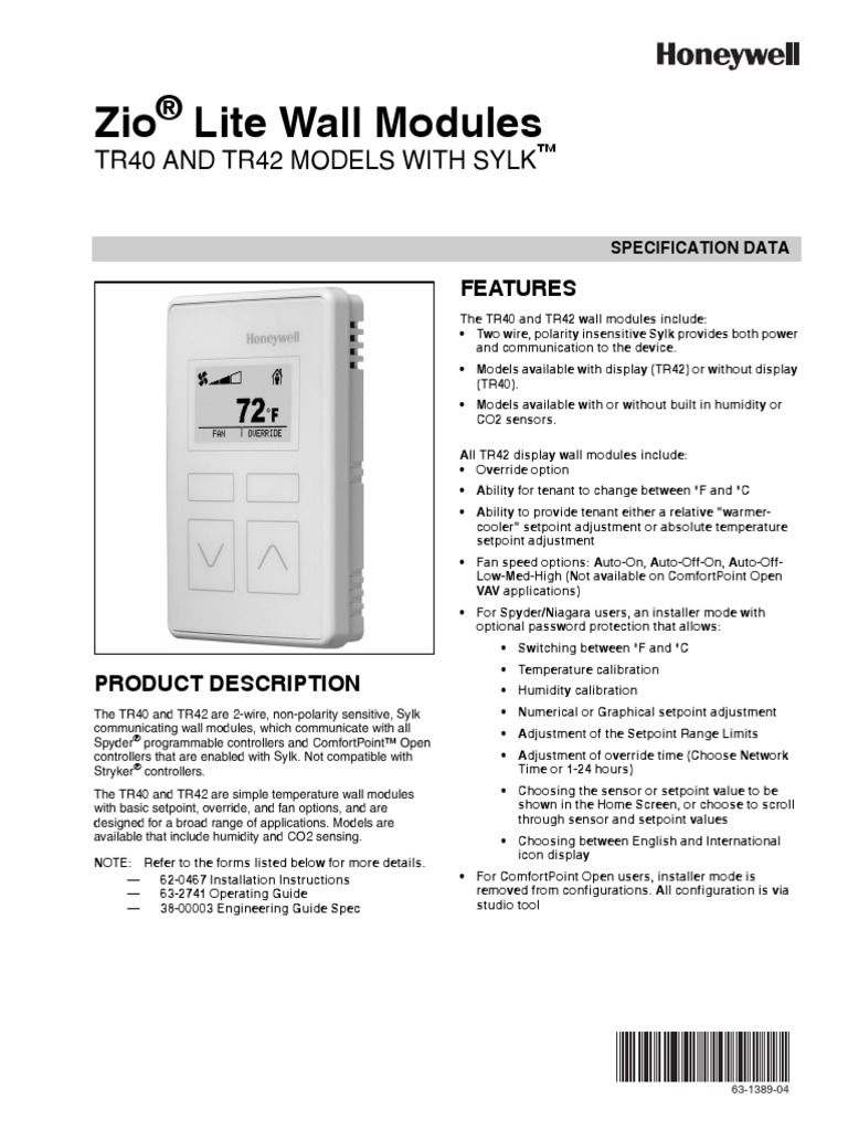 Zio Lite Wall Modules: Tr40 and Tr42 Models With Sylk | Download Free ...
