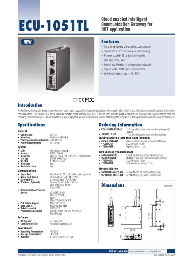 Ecu-1051 DS (09.18.18) 20181213152750 | PDF | Wi Fi | Data Transmission
