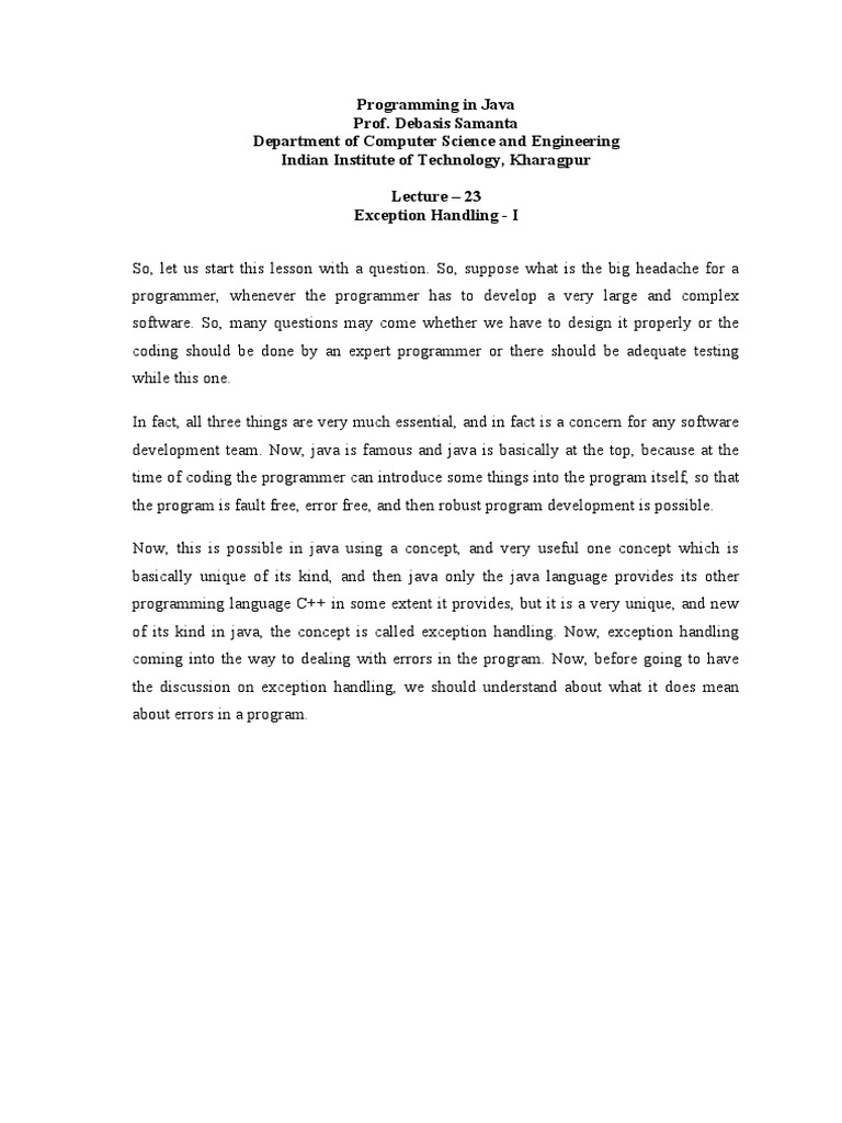 Lec 23 | PDF | Java (Programming Language) | Computer Program