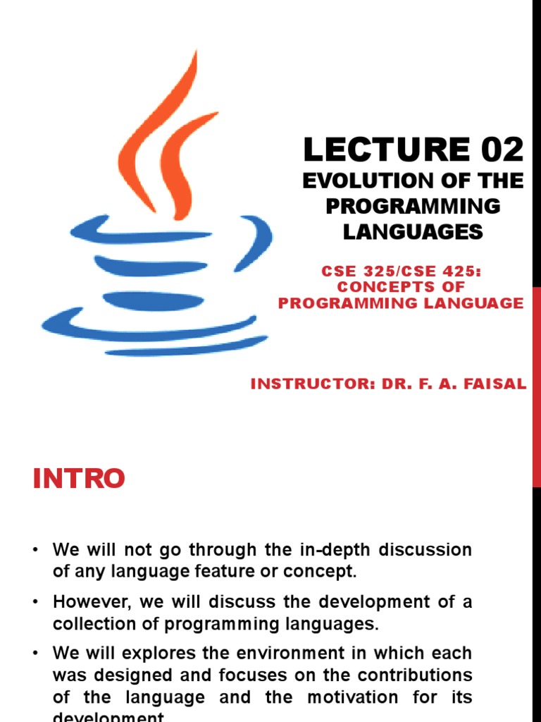 CSE325 Lecture 2 Evolutionof Prog Langs | PDF | Subroutine | Parameter ...