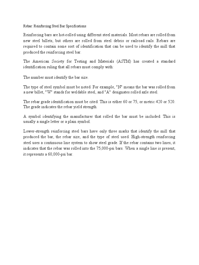 Specifying Reinforcing Steel Bars: ASTM Identification Standards for ...