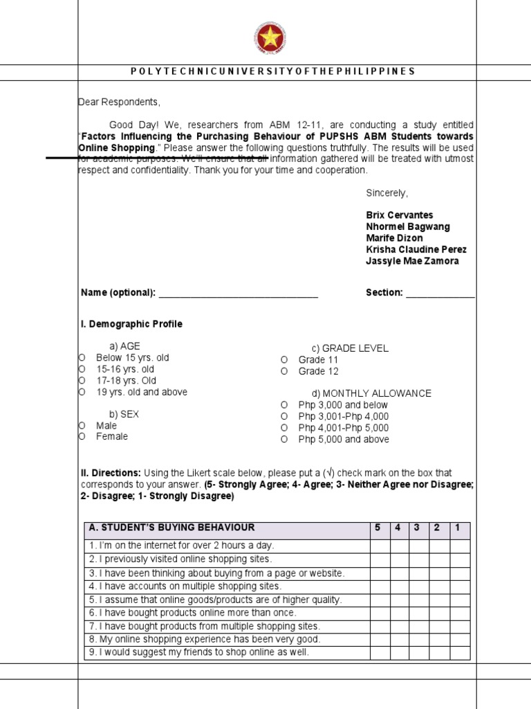 Group 3 Edited Questionnaire | PDF | Online Shopping | Media Manipulation