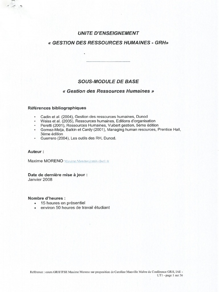 Gestion Des Ressources Humaines PDF | PDF