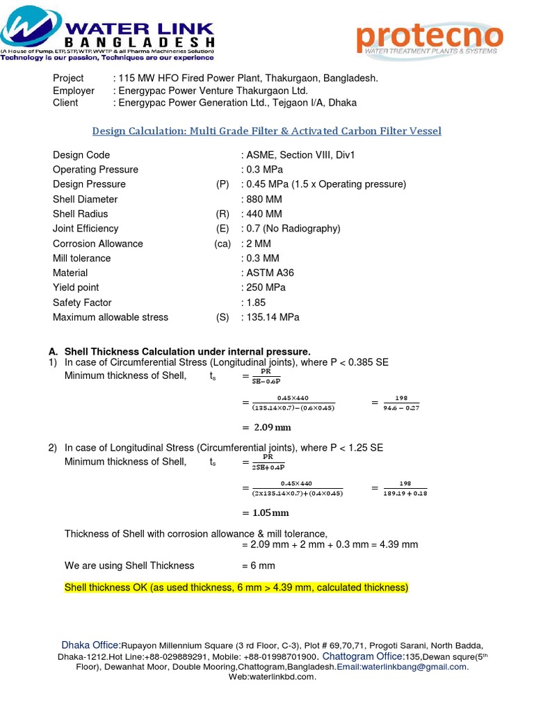 5.1 Design Calculation of Vertical Pressure Vessel (MGF - ACF) | PDF ...