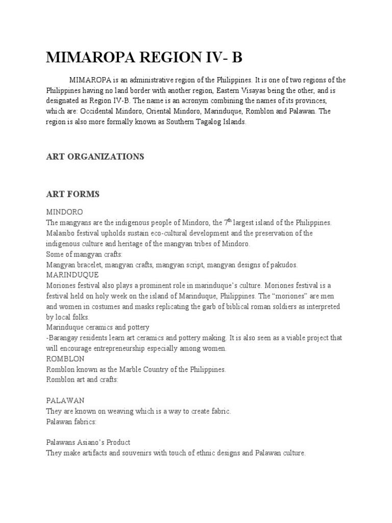 Mimaropa Region Iv | PDF