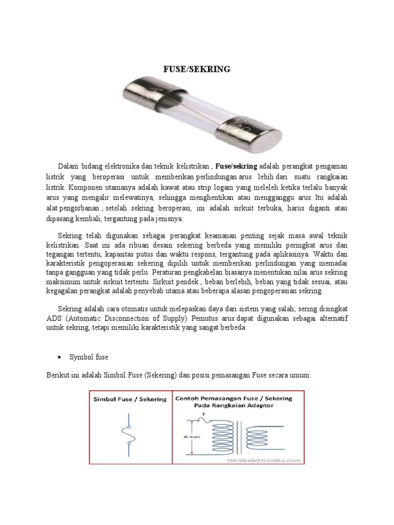 Fungsi dan Simbol Sekring dalam Listrik | PDF