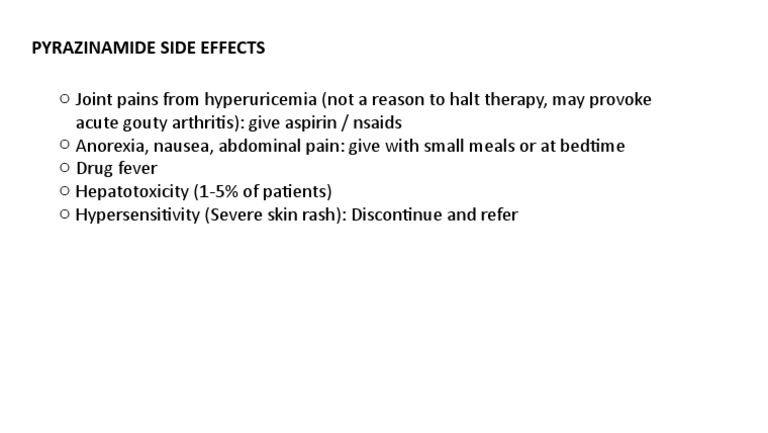 Pyrazinamide Side Effects | PDF | Wellness