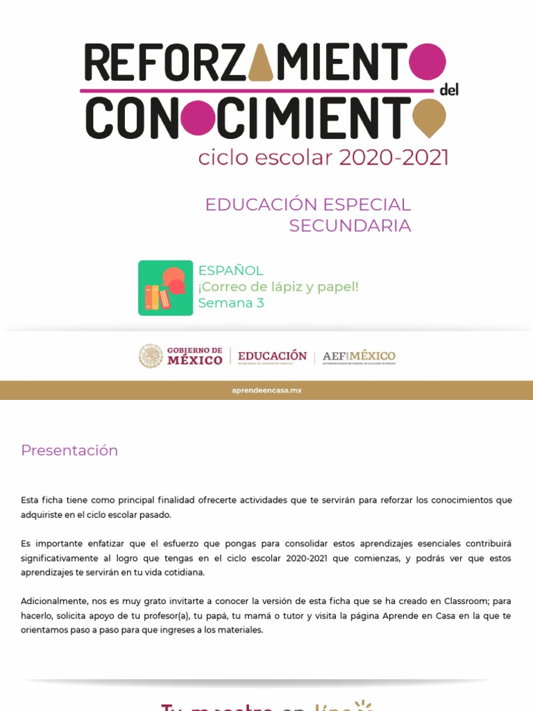 Ees Sec Es s3 01-Espanolcorreodelapizypapel | PDF | Correo | Comunicación