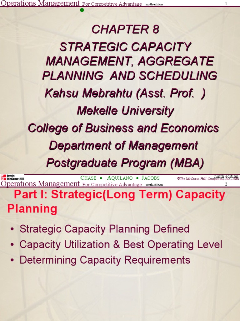 Chapter 8 Capacity Planning, Aggregate Planning and Scheduling | PDF ...