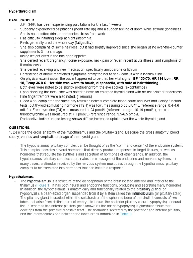 Hyperthyroidism Case Proper | PDF | Thyroid Stimulating Hormone ...