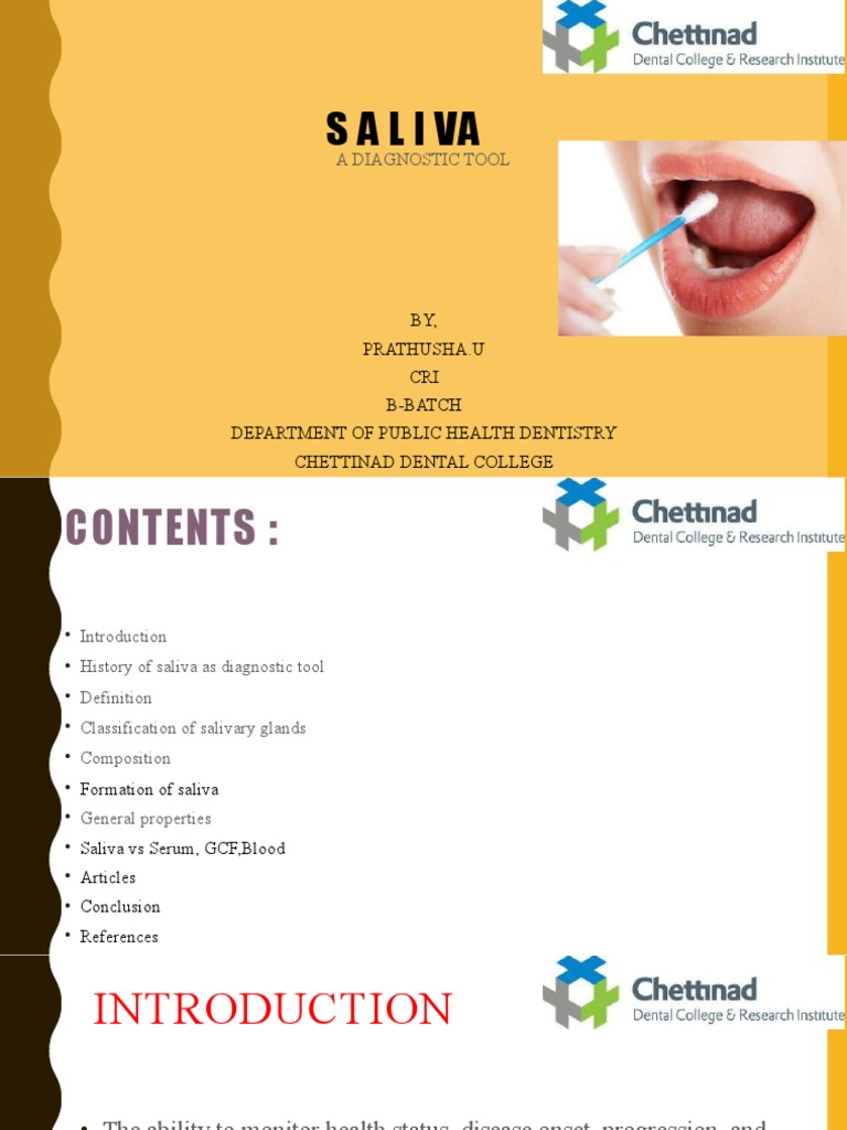 Saliva - A Diagnostic Tool | PDF | Saliva | Organ (Anatomy)