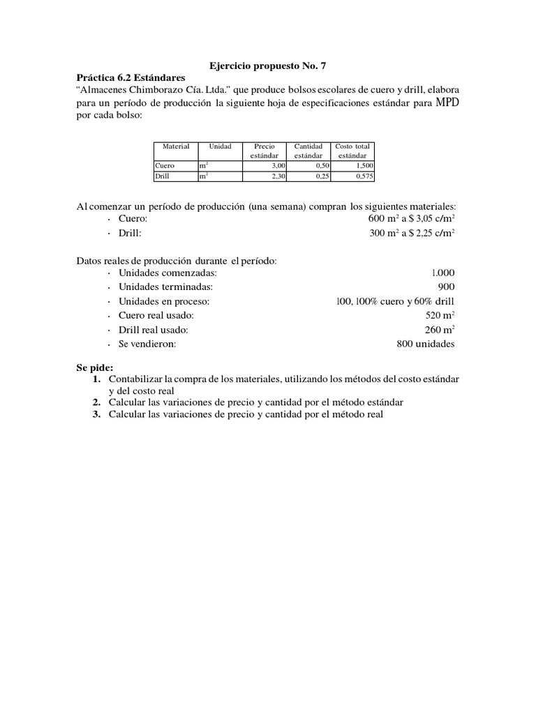 Ejercicio Propuesto 7 Estándares | PDF