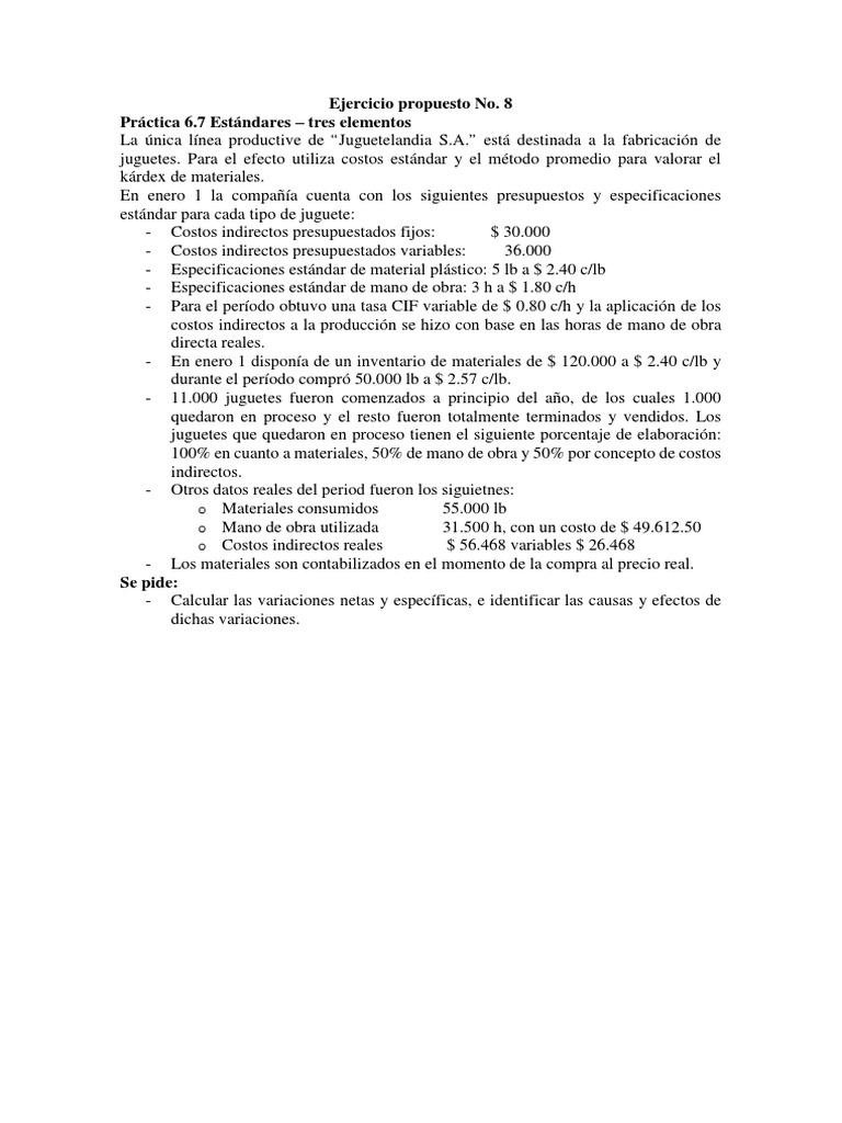 Ejercicio Propuesto 8 Estándares | PDF