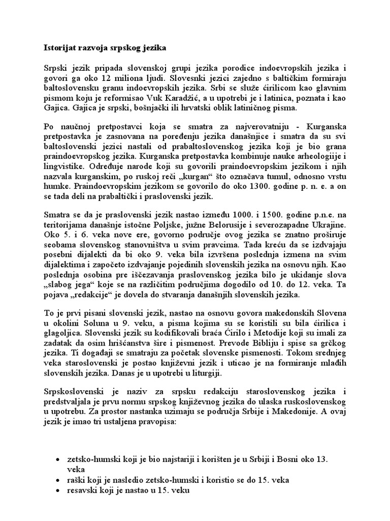 Aida Kucevic - Istorijat Razvoja Srpskog Jezikai Pravopis Srpskog ...