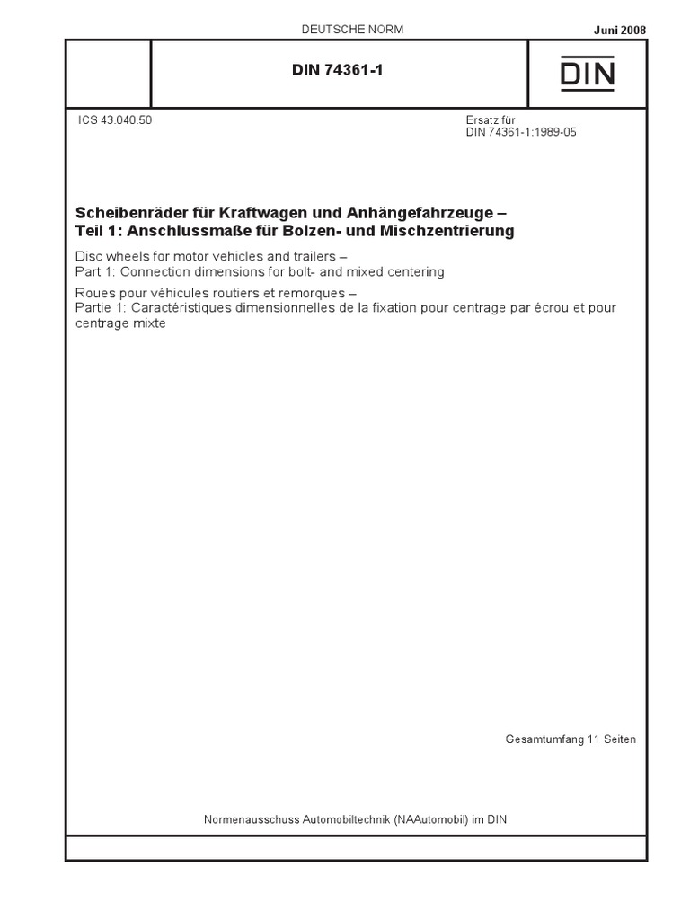 DIN 74361 - Гайки колесные | PDF