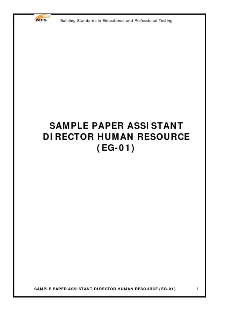 Sample Paper Assistant Director Human Resource | PDF | Wire | Human ...